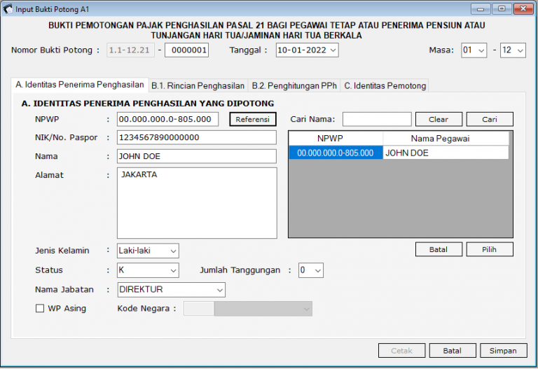 Cara input Formulir 1721 A1 - Blog Online Pajak