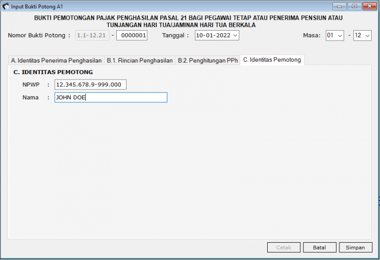 Cara input Formulir 1721 A1 - Blog Online Pajak