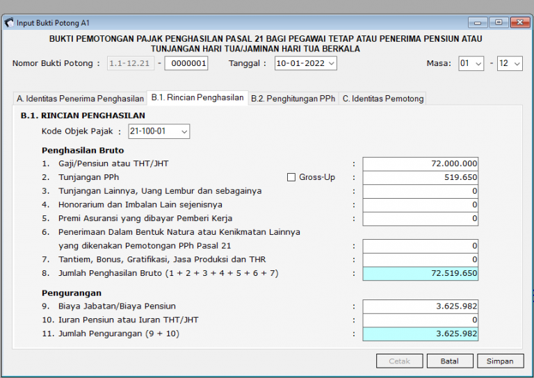 Cara input Formulir 1721 A1 - Blog Online Pajak