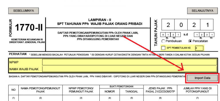 Impor Bukti Potong di Eform - Blog Online Pajak