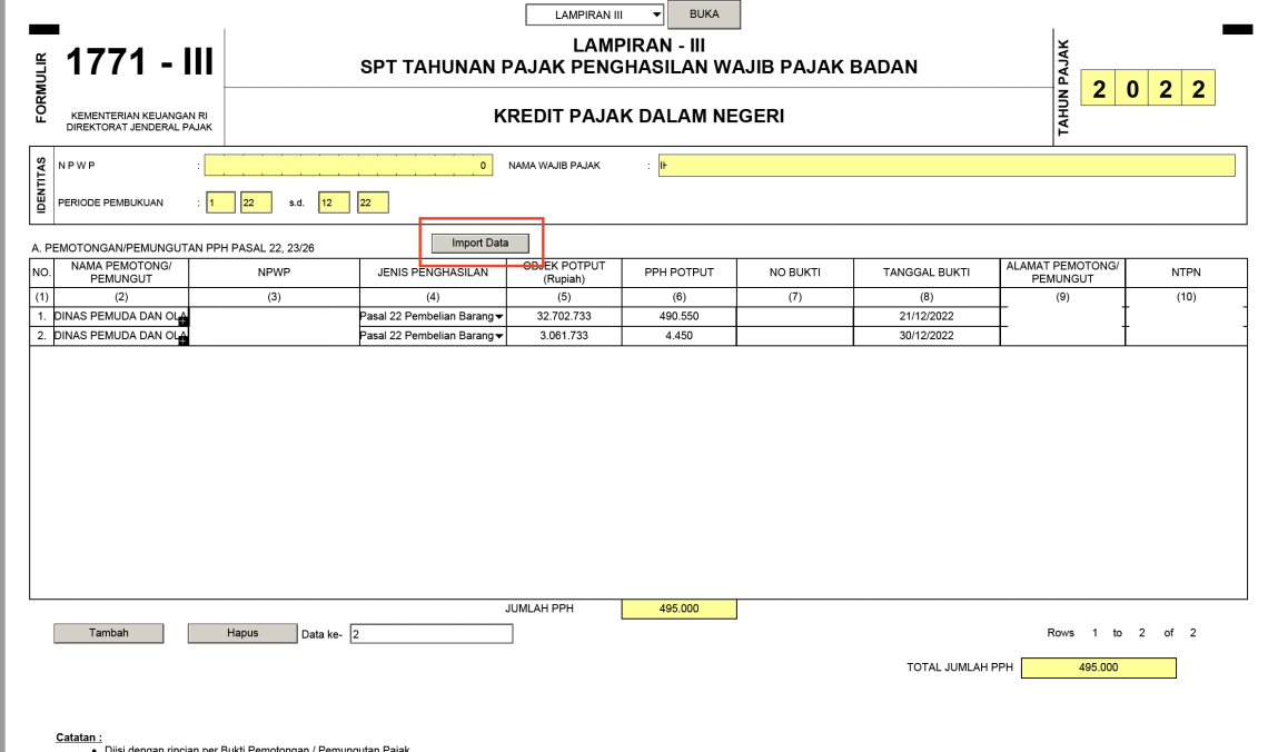 Cara Mengisi Lampiran 1771 III - Blog Online Pajak