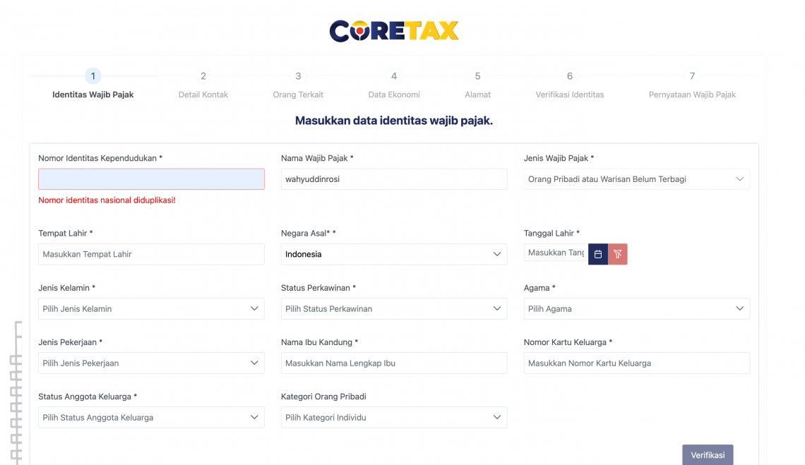 Nomor Identitas Nasional Diduplikasi : Daftar NPWP di Coretax - Blog Online Pajak